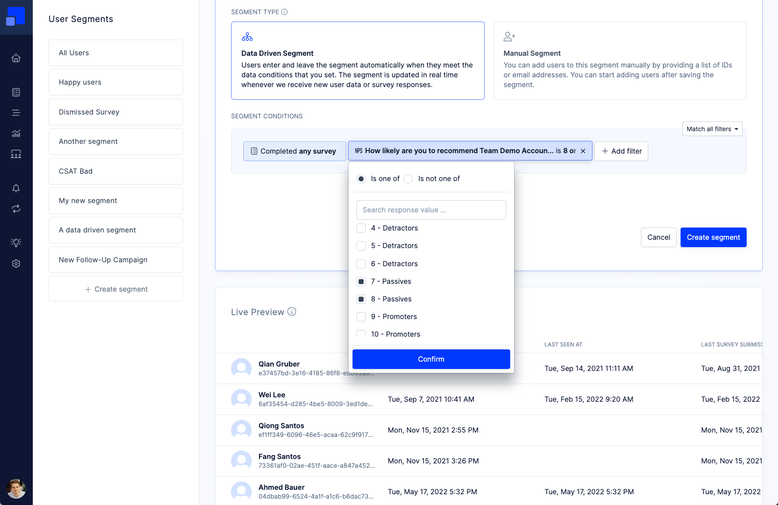 Data-Driven Segments